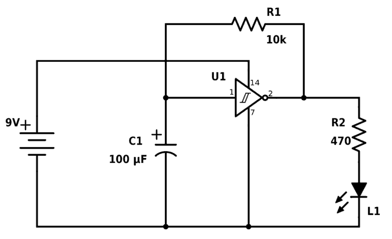 Blinking LED Circuit with Schematics and Explanation
