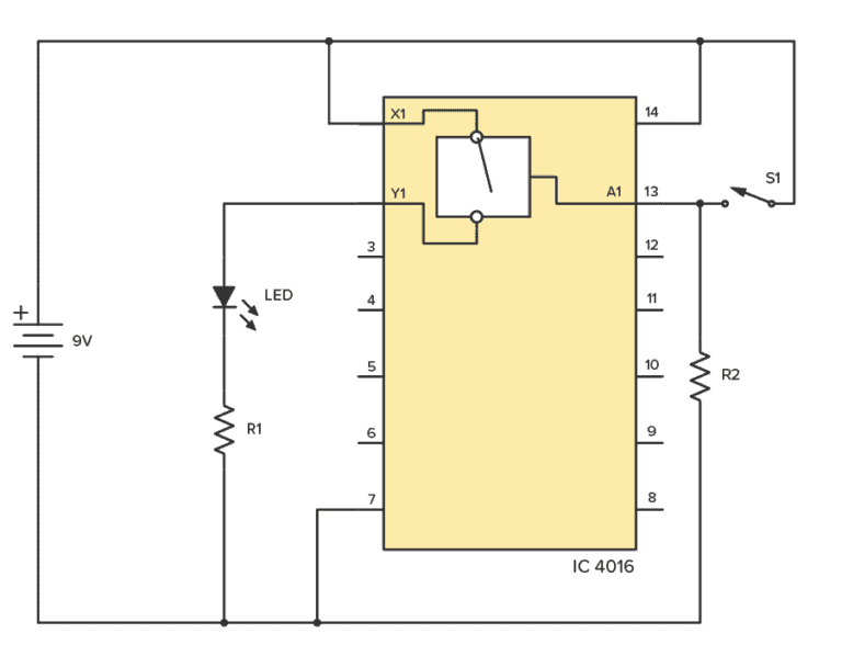 CD4016 ( CMOS Chip With Four Analog Switches)