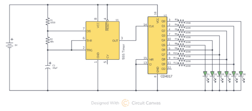 Build The Knight Rider Light Bar Circuit With LEDs
