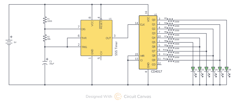 Build The Knight Rider Light Bar Circuit With LEDs